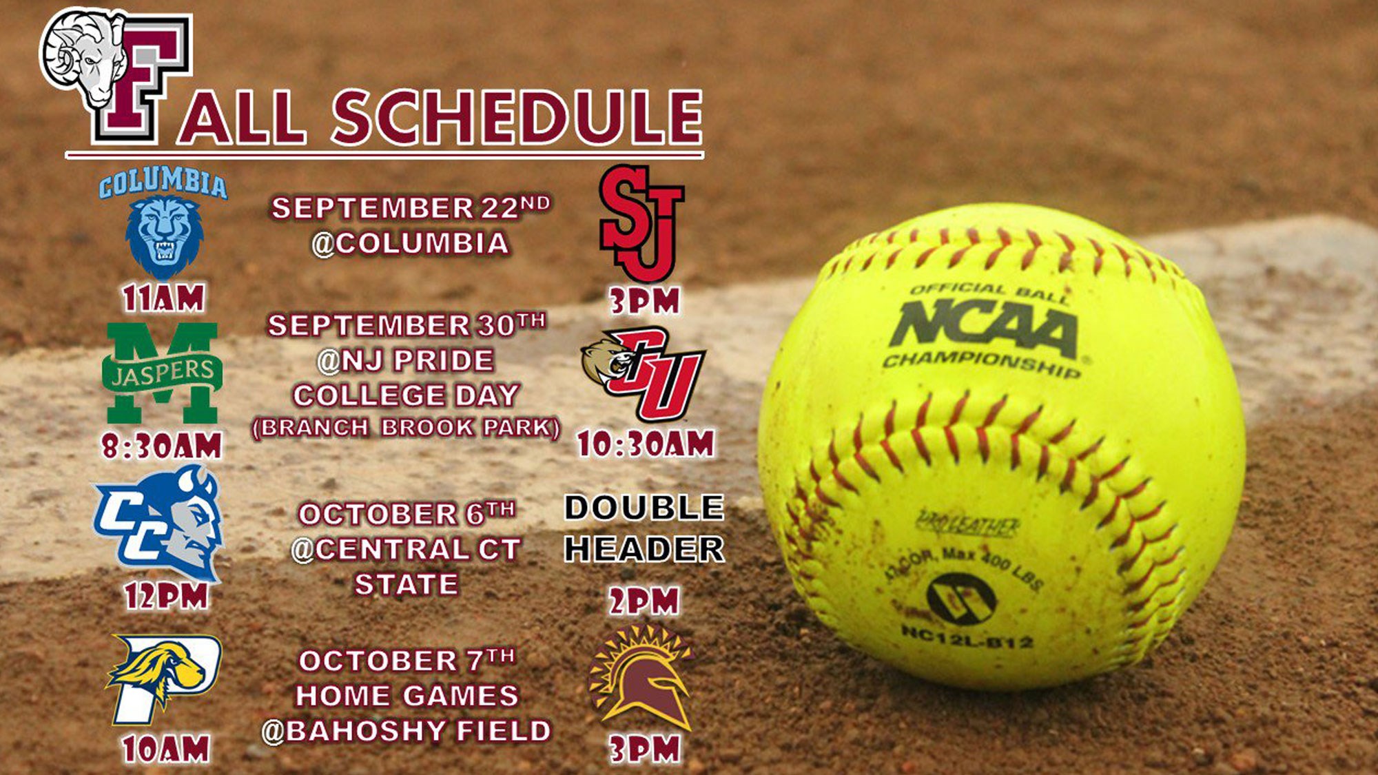 Softball Releases Fall Schedule